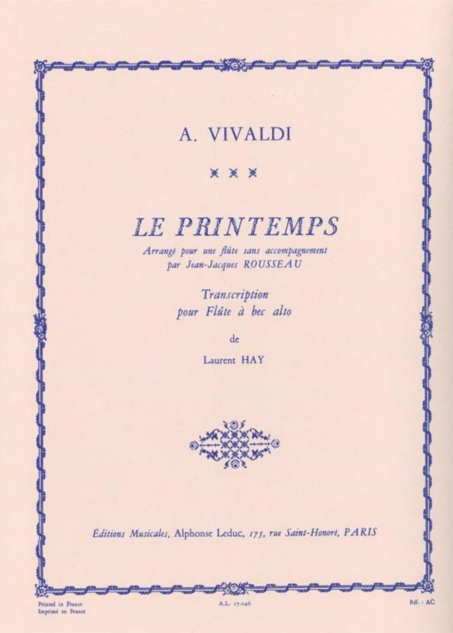 Vivaldi: Spring arranged for Alto Recorder - Music available at EMS ...