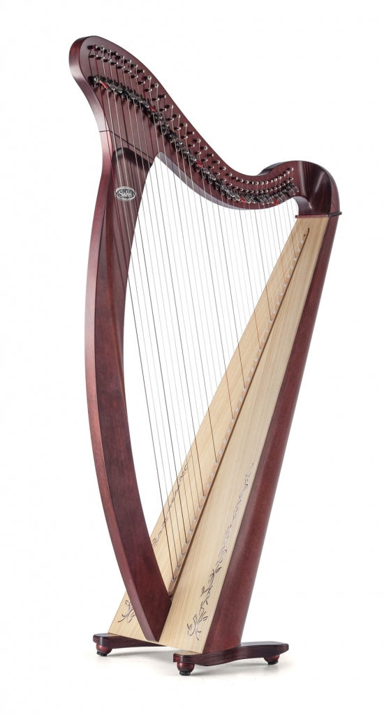 Donegal 34 string harp (Carbon fibre strings) in mahogany finish by Sa