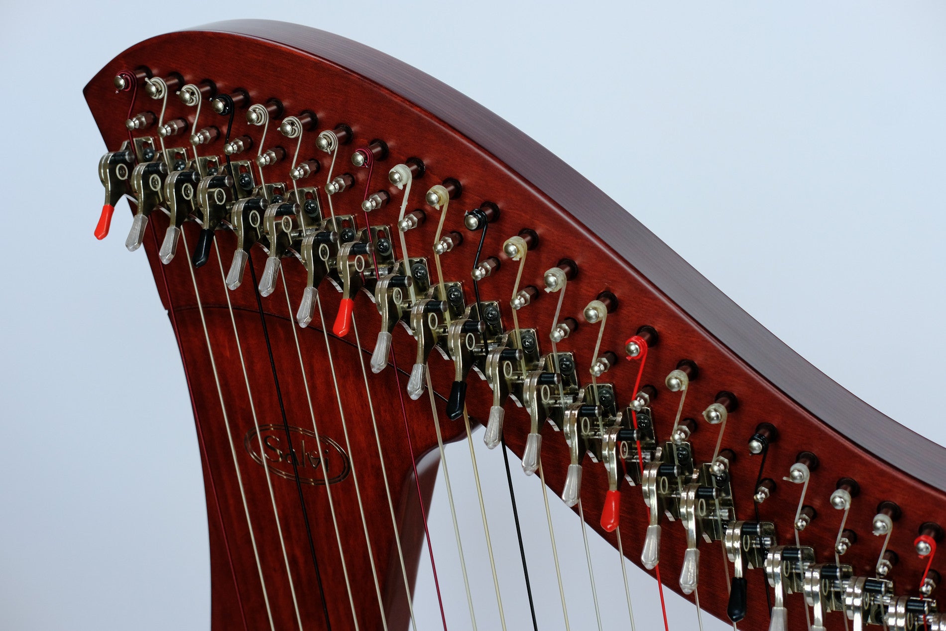 Mia 34 string harp (BioCarbon strings) in mahogany finish by Salvi
