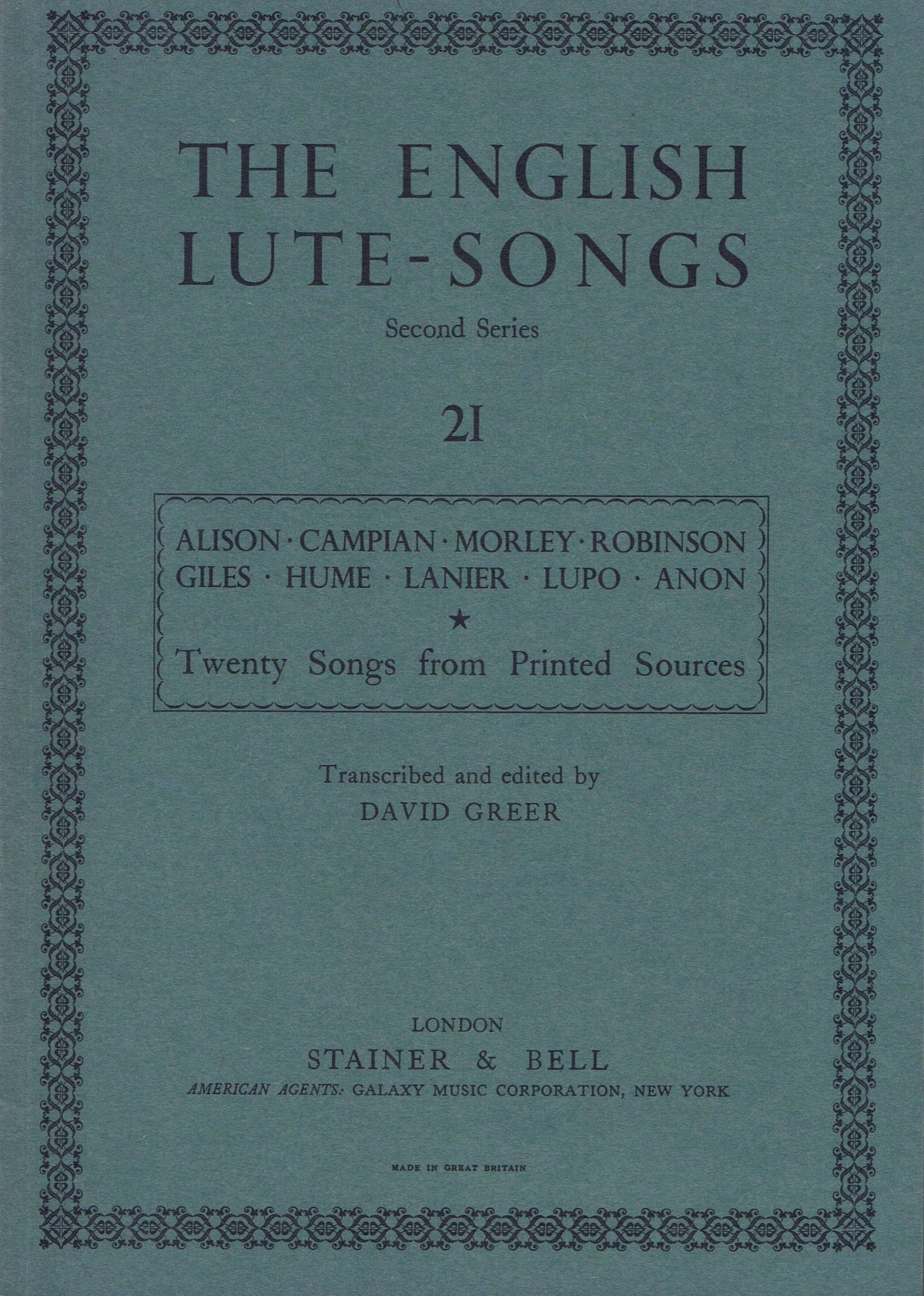 Various: 20 Songs from Printed Sources for Voice(s) and Keyboard