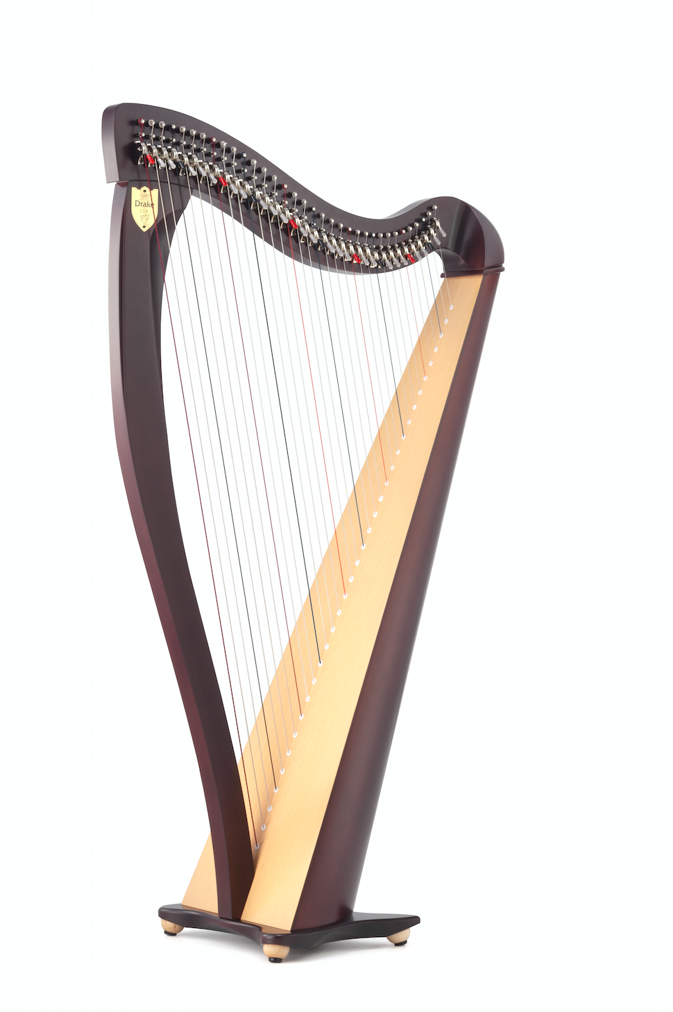 Drake 34 string harp (BioCarbon strings) in mahogany finish by Lyon