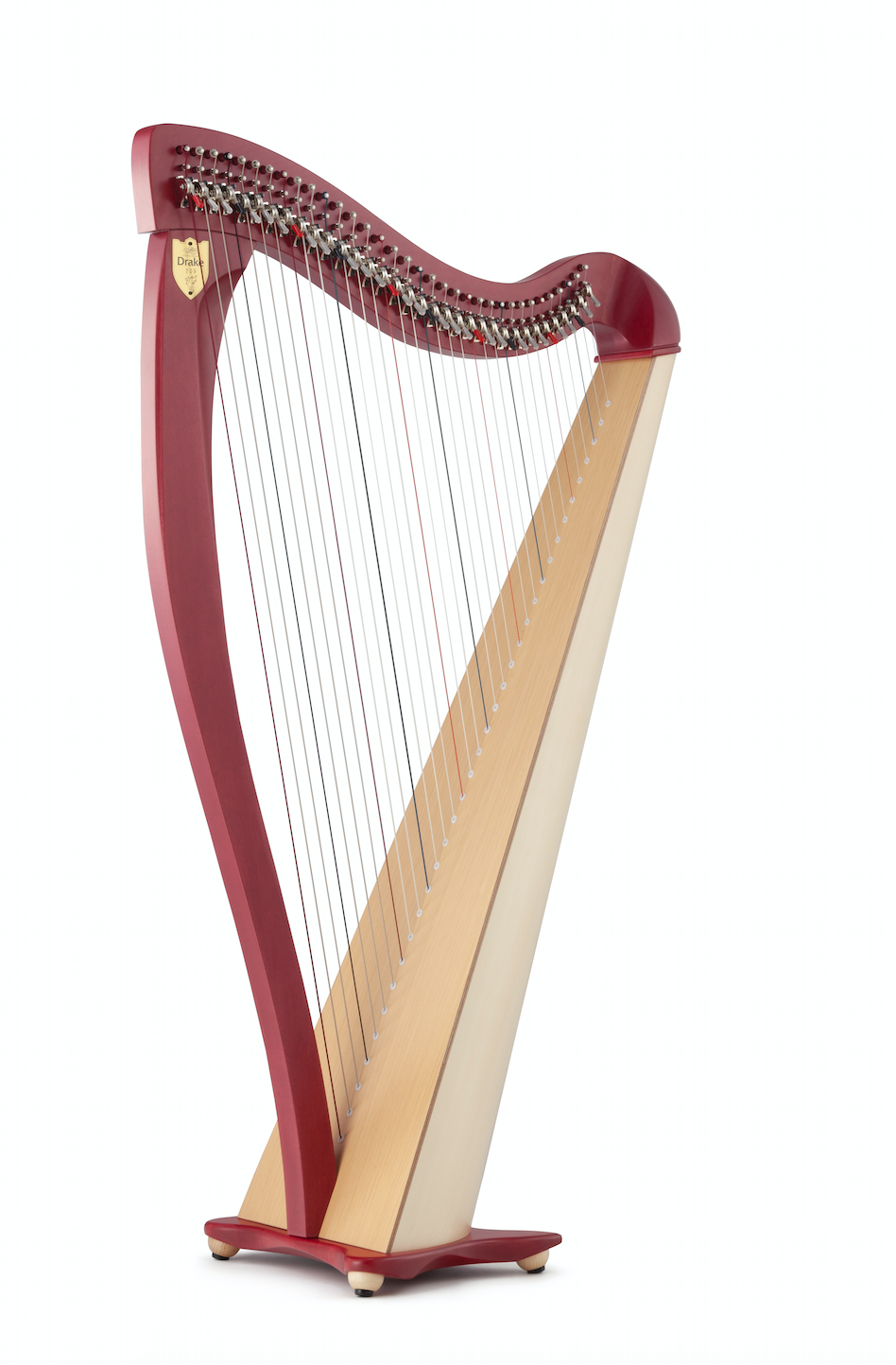 Drake 34 string harp (BioCarbon strings) in two-tone burgundy finish b