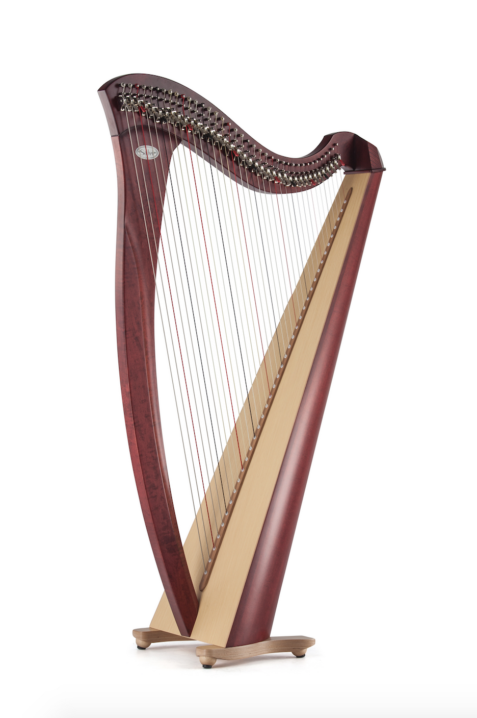 Gaia 38 string harp (Pedal tension strings) in mahogany finish by Salv
