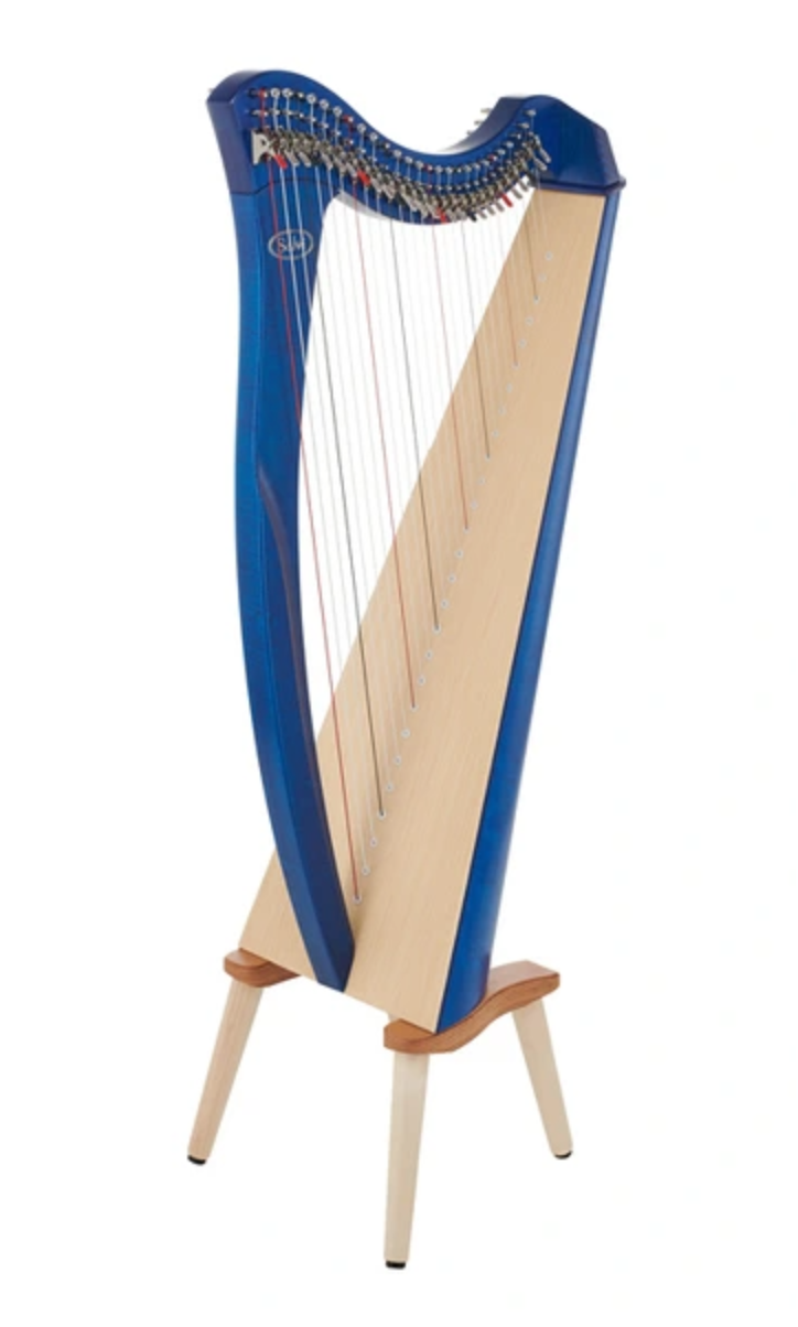 Juno 27 string harp (BioCarbon strings) in blue finish by Salvi
