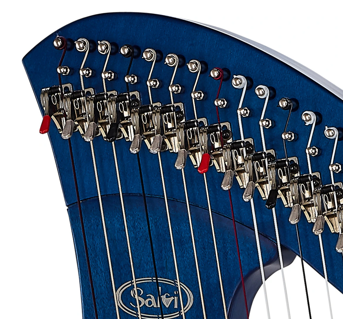 Mia 34 string harp (BioCarbon strings) in blue finish by Salvi